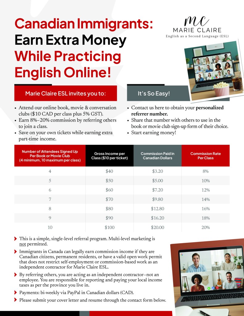 Careers for Canadian Immigrants – Marie Claire ESL (Group Classes)
